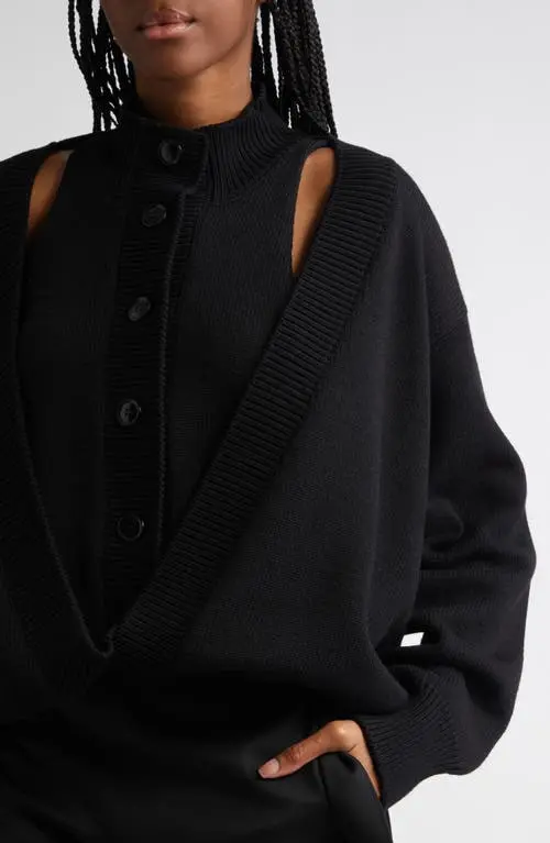 AlaïA Wool-Blend Folded Cardigan In Noir Alaia - 85% Off